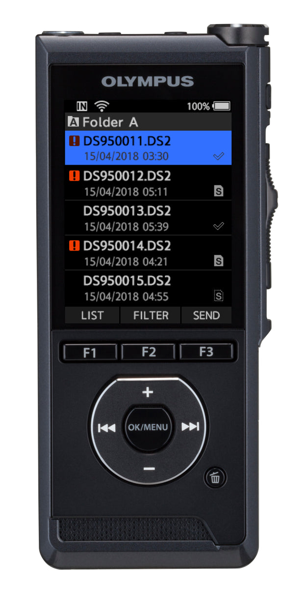 Olympus DS-9500 Professional Dictation Wi-Fi Recorder, Slide Switch fu – HellerTek
